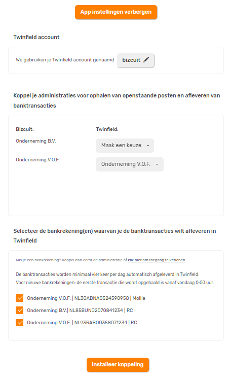 Ik ben een Twinfield gebruiker en wil Bizcuit gebruiken